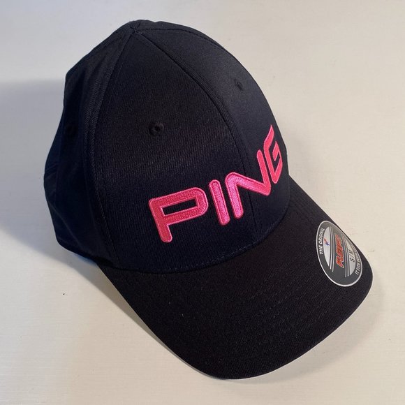 Ping | Accessories | Ping Flexfit Black Pink Fitted Hat Women Size S M ...